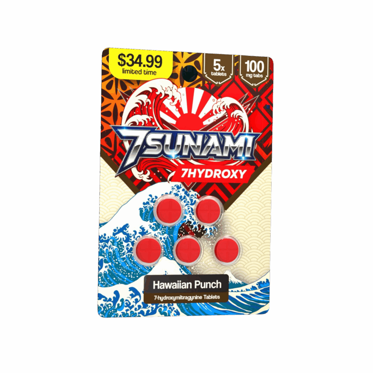 7sunami 7OH Kratom Extract Tablets Hawiian Punch 500mg - 5ct (100mg/tab ...