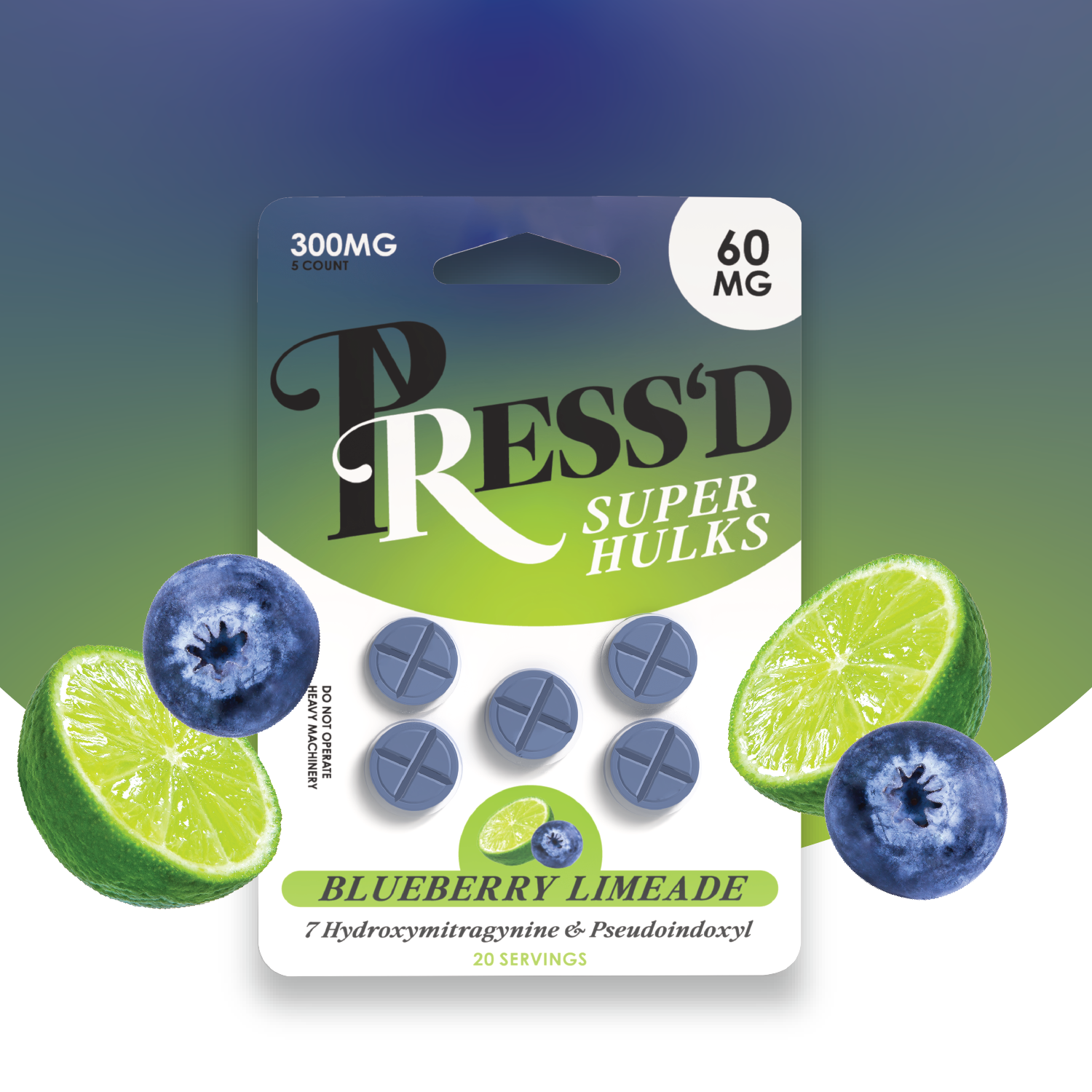 Press’D Pseudo Extra Strength 7OH Kratom Extract Tablets Blueberry ...