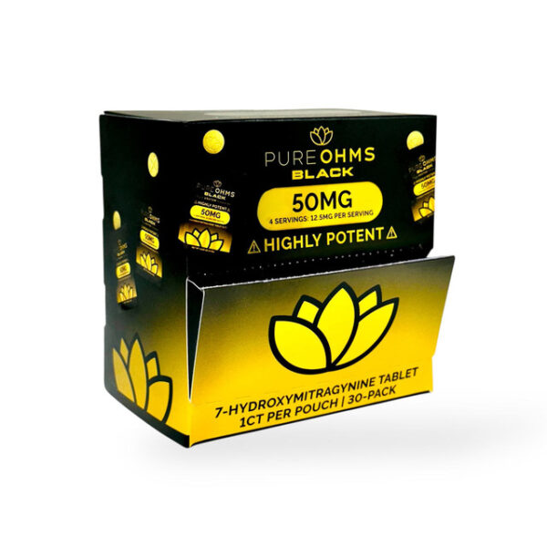 Pure Ohms Black Highly Potent 7OH Kratom Extract Tablets 50mg - 1ct ...