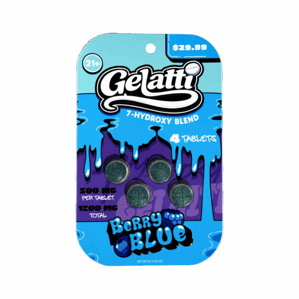 Gelatti 7OH Kratom Extract Tablets Berry Blue 1200mg - 4ct (300mg/tab ...