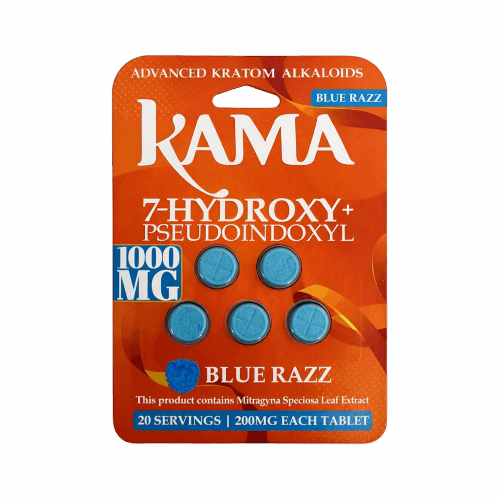 Kama Pseudoindoxyl + 7OH Kratom Extract Tablets Blue Razz 1000mg – 5ct ...