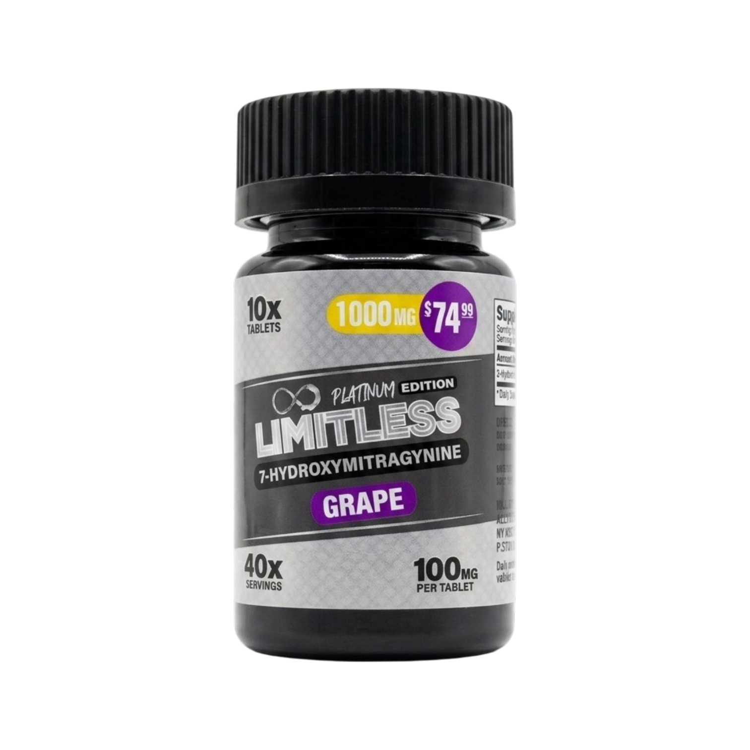 Limitless Black Edition 7OH Kratom Extract Tablets Original 500mg ...